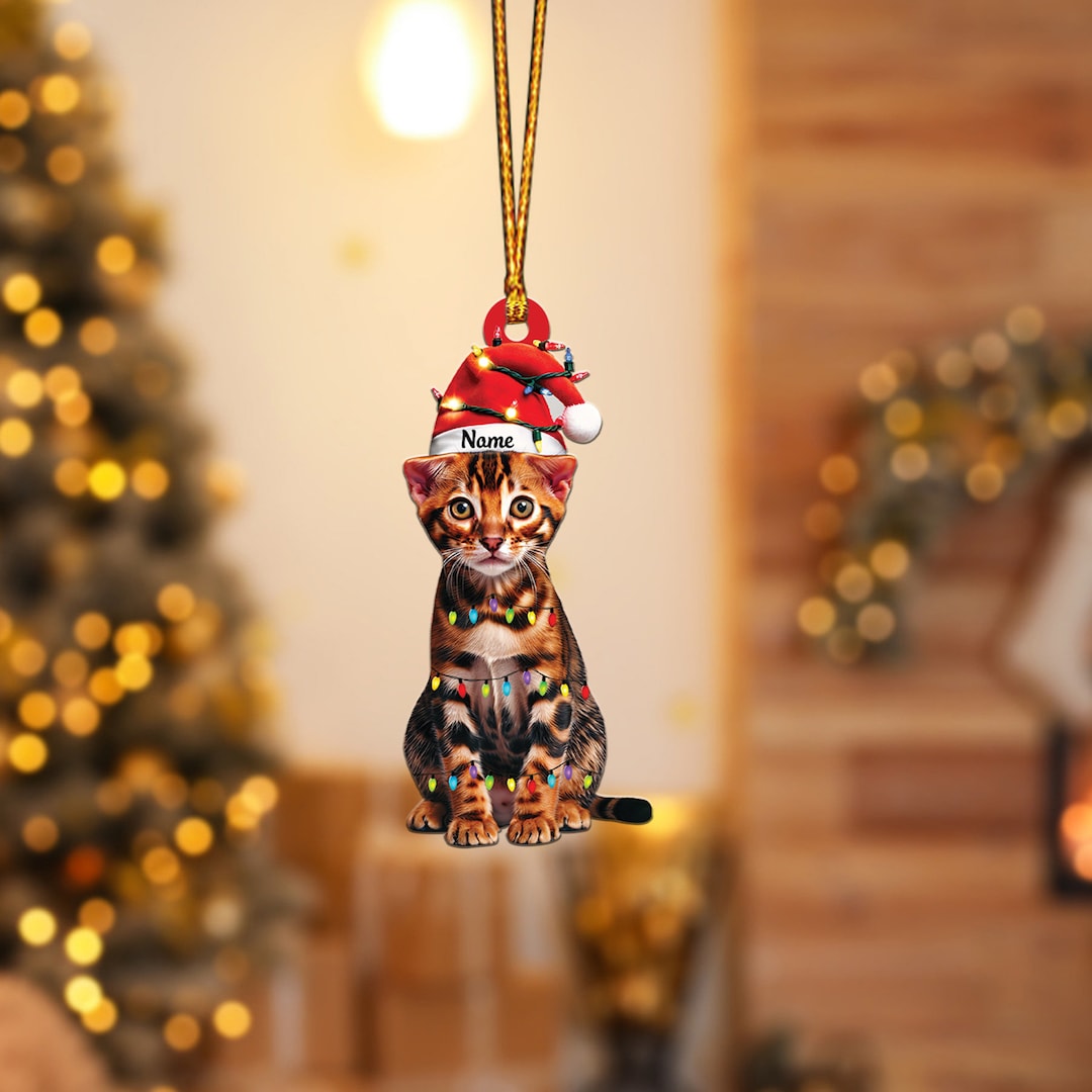 Personalized Bengal Cat Ornament, Cat Christmas Hanging Ornament Gift ...