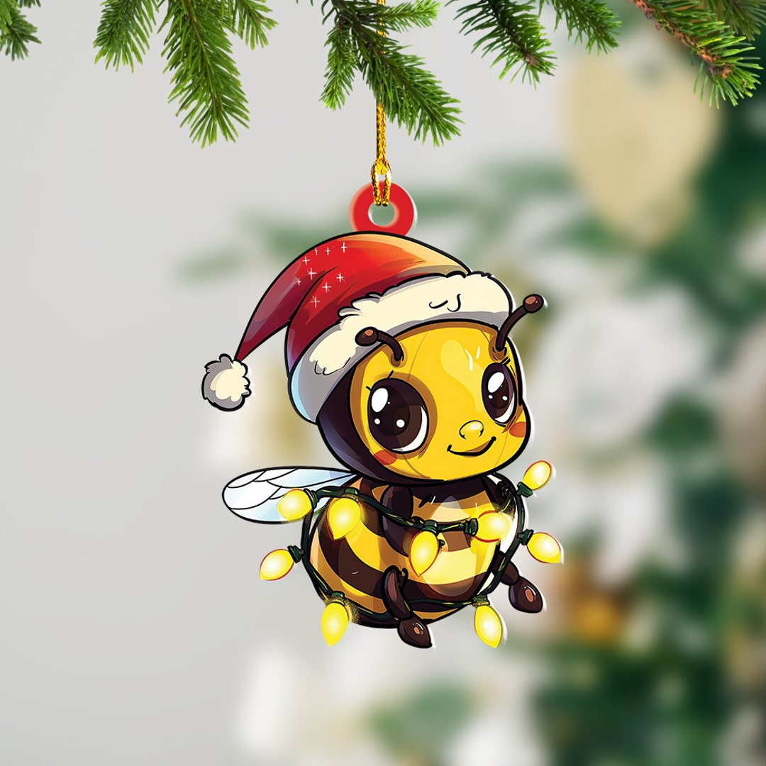 Personalized Bee Christmas Lights Ornament, Bee Christmas Ornament, Bee ...