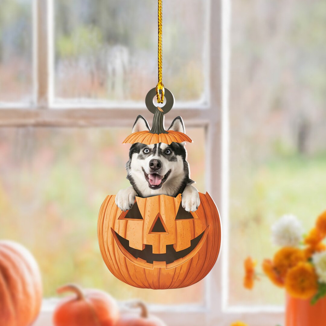 Personalized Siberian Husky Dog Halloween Ornament, Siberian Husky Dog ...