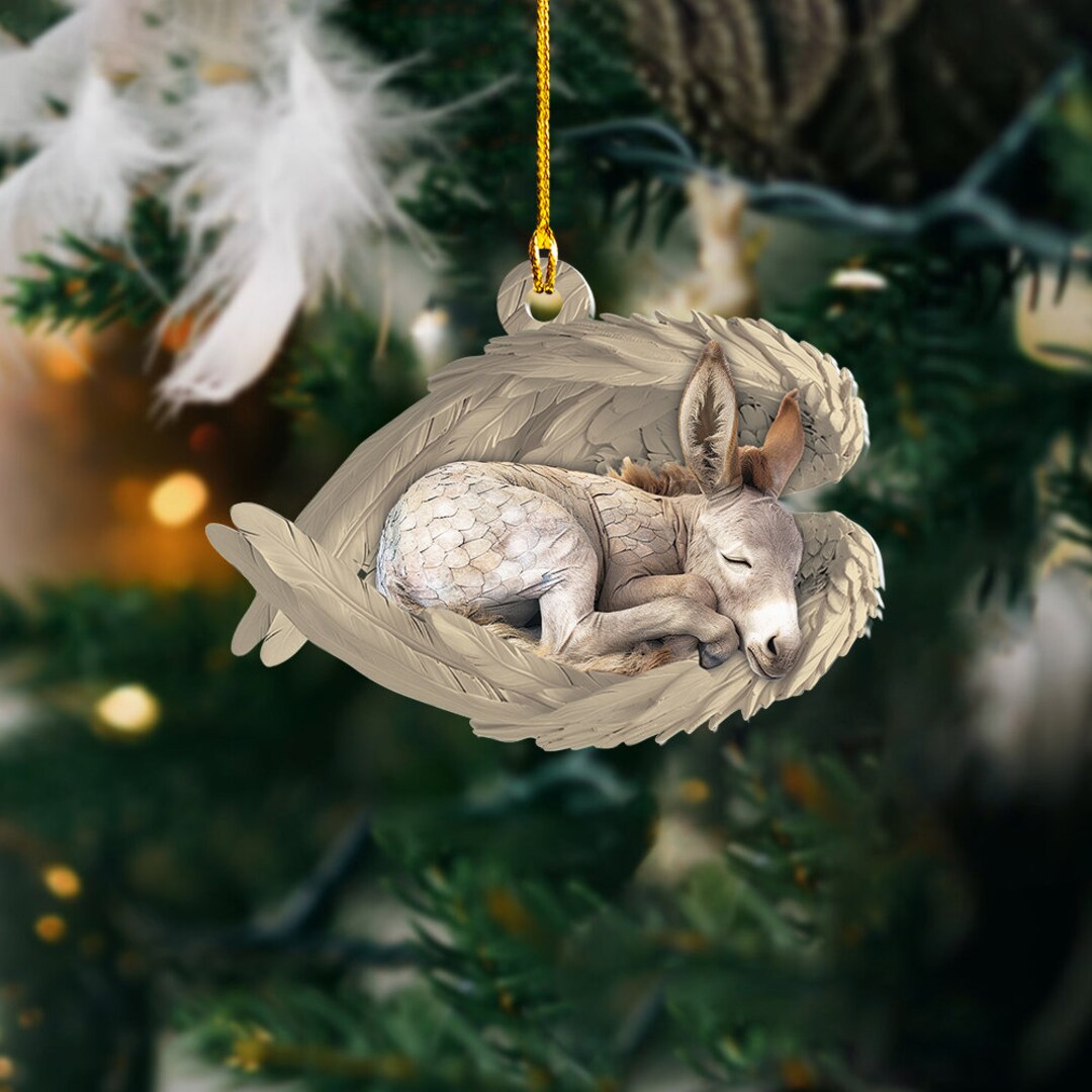 Personalized Donkey Sleeping Angel Ornament, Donkey Angel Wings ...