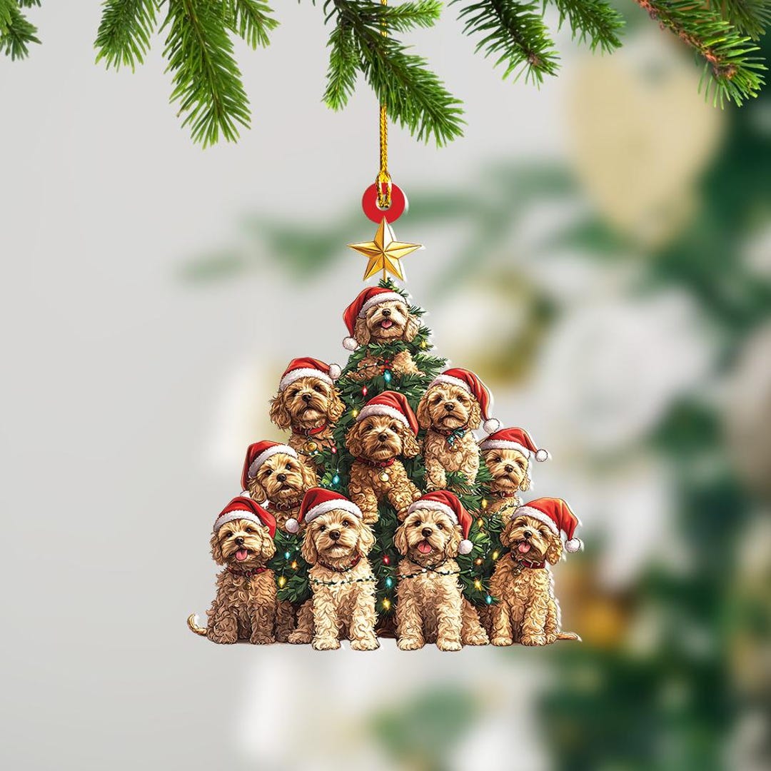 Cockapoo Dog Christmas Tree Ornament, Cockapoo Dog Rearview Mirror Car ...