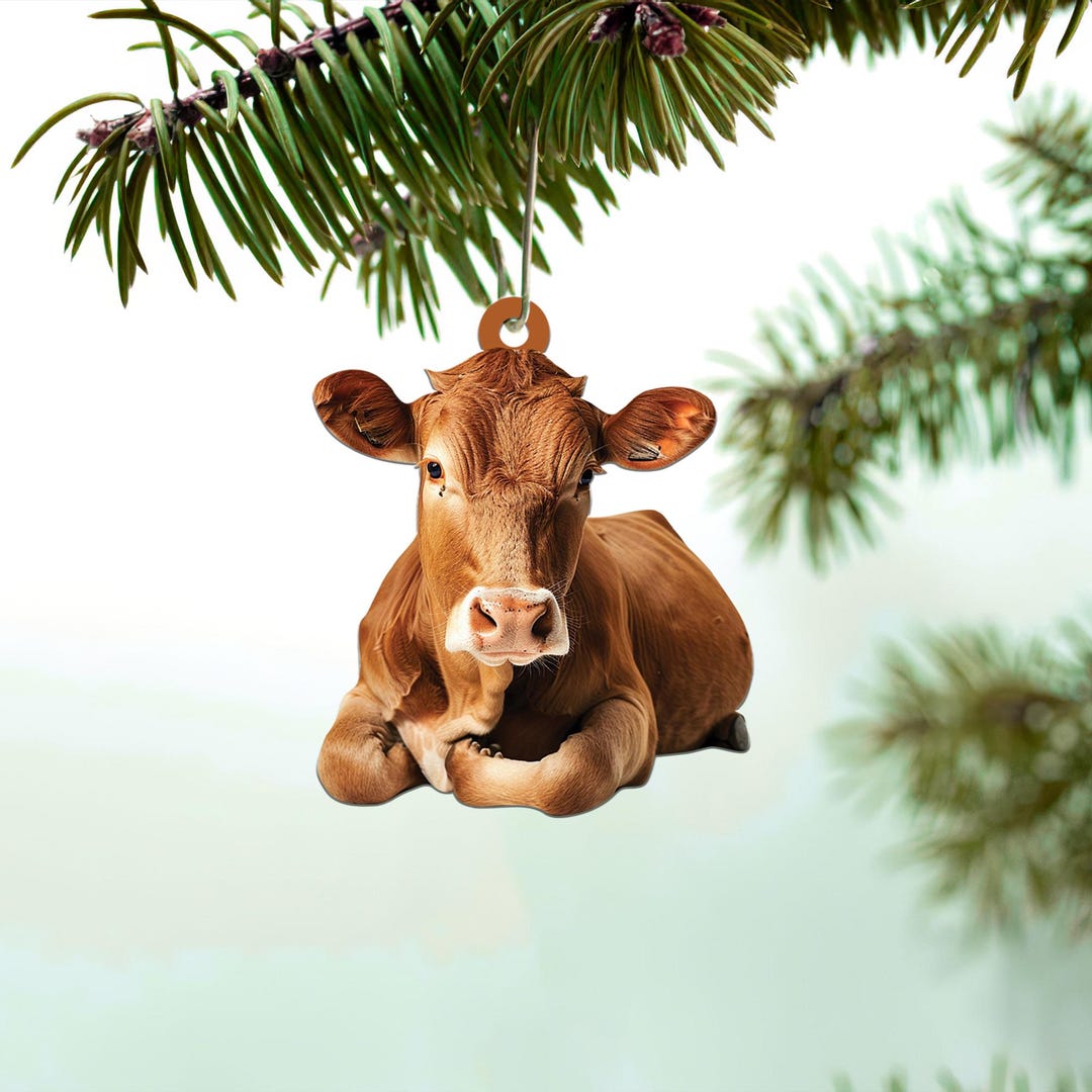 Cow Christmas Light Ornament, Christmas Tree Decor, Loved Cow Ornament ...