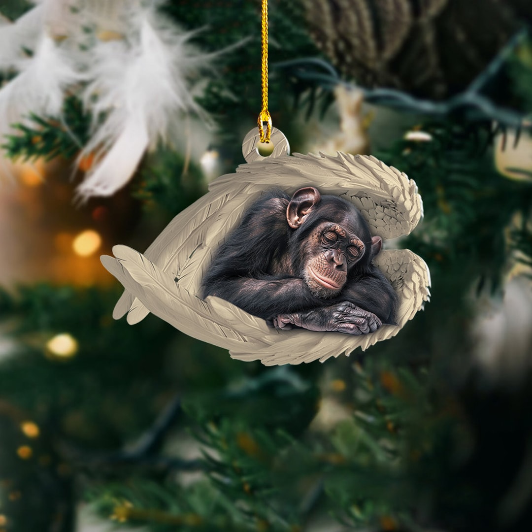 Personalized Chimpanzee Sleeping Ornament, Chimpanzee Angel Wings ...