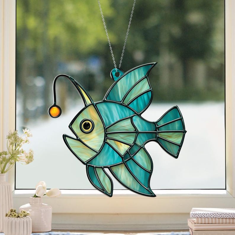 Angler Fish Suncatcher, Acrylic Anglerfish Ornament, Deep Ocean Decor ...