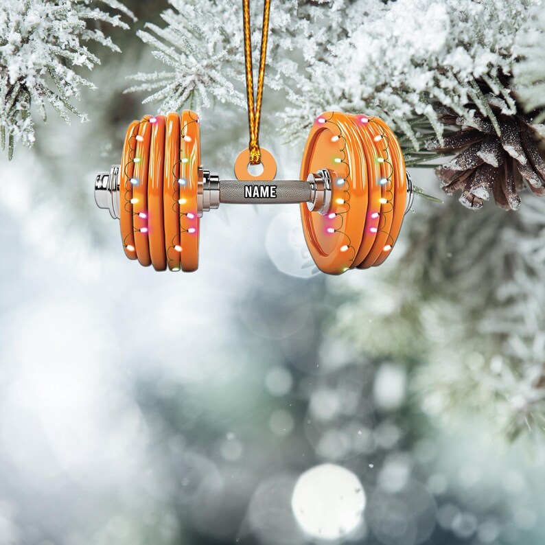 Personalized Dumbbell Christmas Ornament, Weightlifting Christmas ...