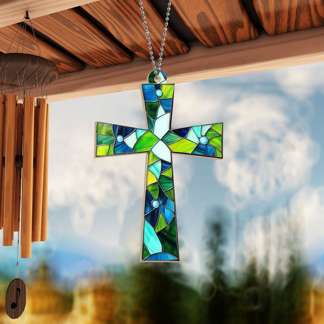 Jesus Cross Suncatcher Ornament, Jesus Cross Ornament Gift, Jesus Cross ...