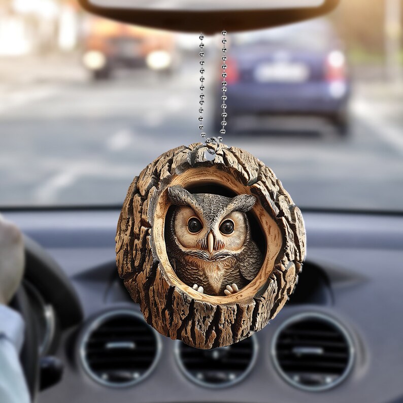 Owl 2D Flat Ornament, Owl Rearview Mirror Car Accessories, Owl ...