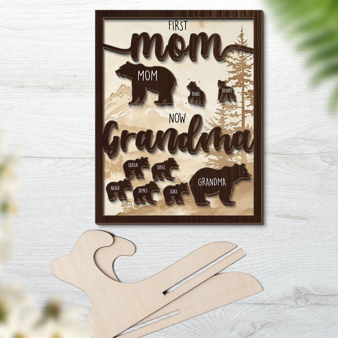 Personalized Mama Bear Sign, Mom Sign With Kids Names, First Mom Now ...