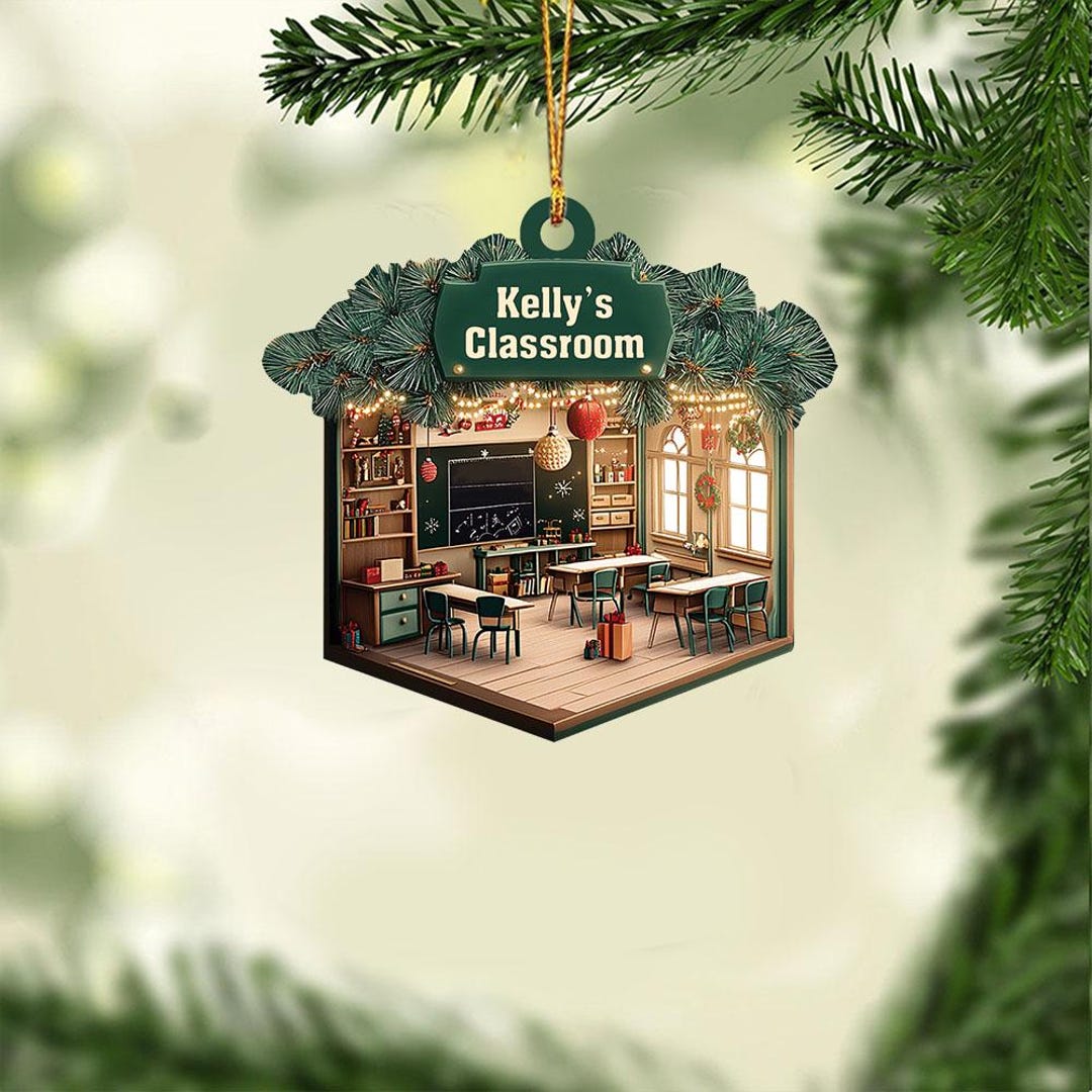 Classroom Christmas Ornament, Classroom 2D Flat Ornament, Classroom ...