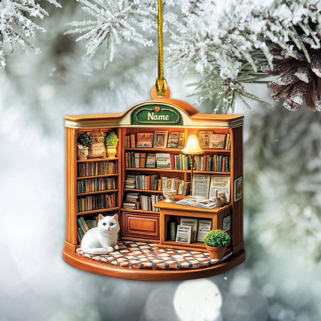 Reading Room Christmas Ornament, Reading Books Xmas Ornament, Librarian ...