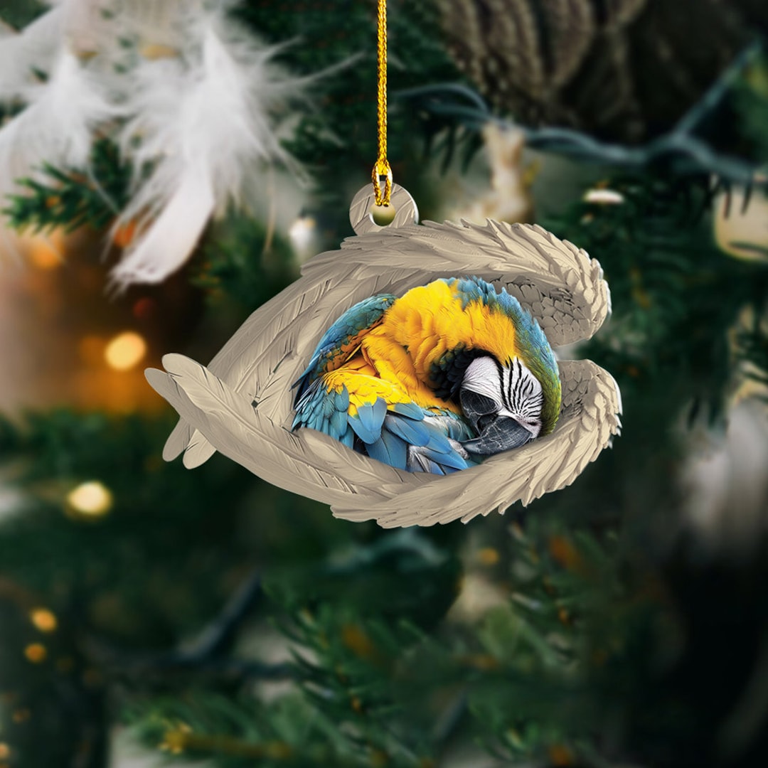 Personalized Blue Gold Macaw Sleeping Ornament Blue Gold Macaw Angel ...