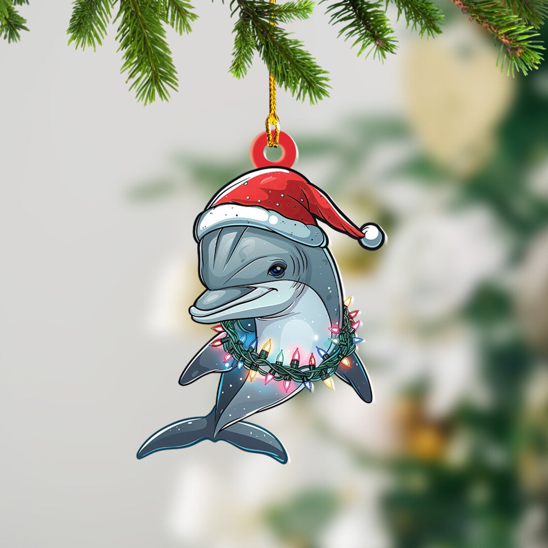 Personalized Dolphin Christmas Lights Ornament, Dolphin Christmas ...