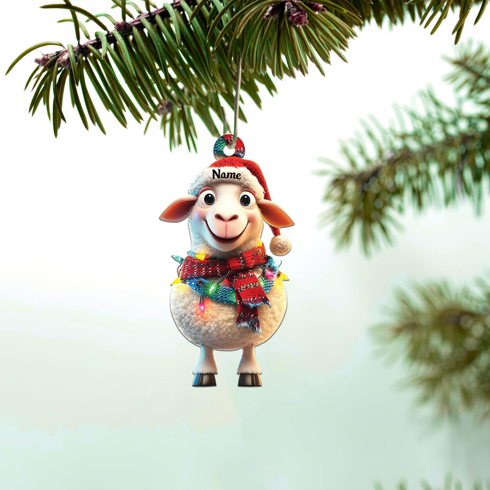 Personalized Sheep Ornament, Sheep Christmas Hanging Ornament, Sheep ...