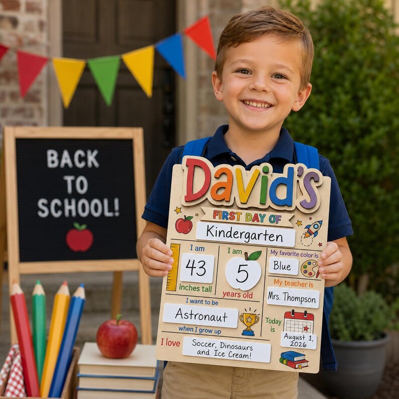 Personalized Back to School Sign Custom First Day of Pre K Board ...