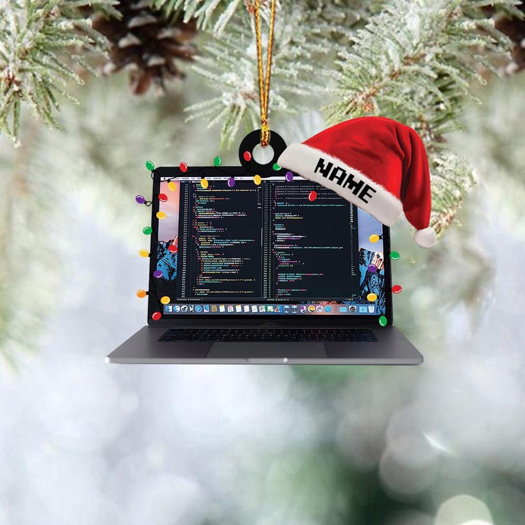 Personalized Computer Programmer Laptop Code, Flat 2D Ornament Gift for ...