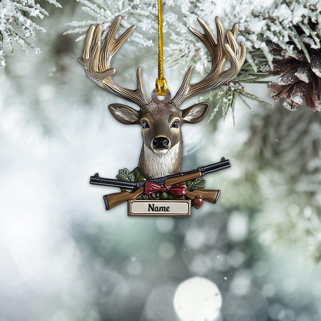 Deer Hunting Christmas Ornament, Hunting Deer Xmas Ornament, Hunting ...