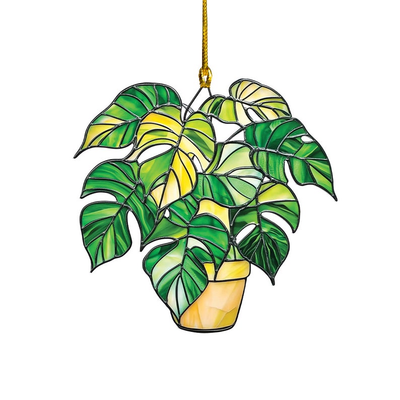 Plant Suncatcher, Monstera Leaves Suncatcher, Leaves Hanging Ornament ...