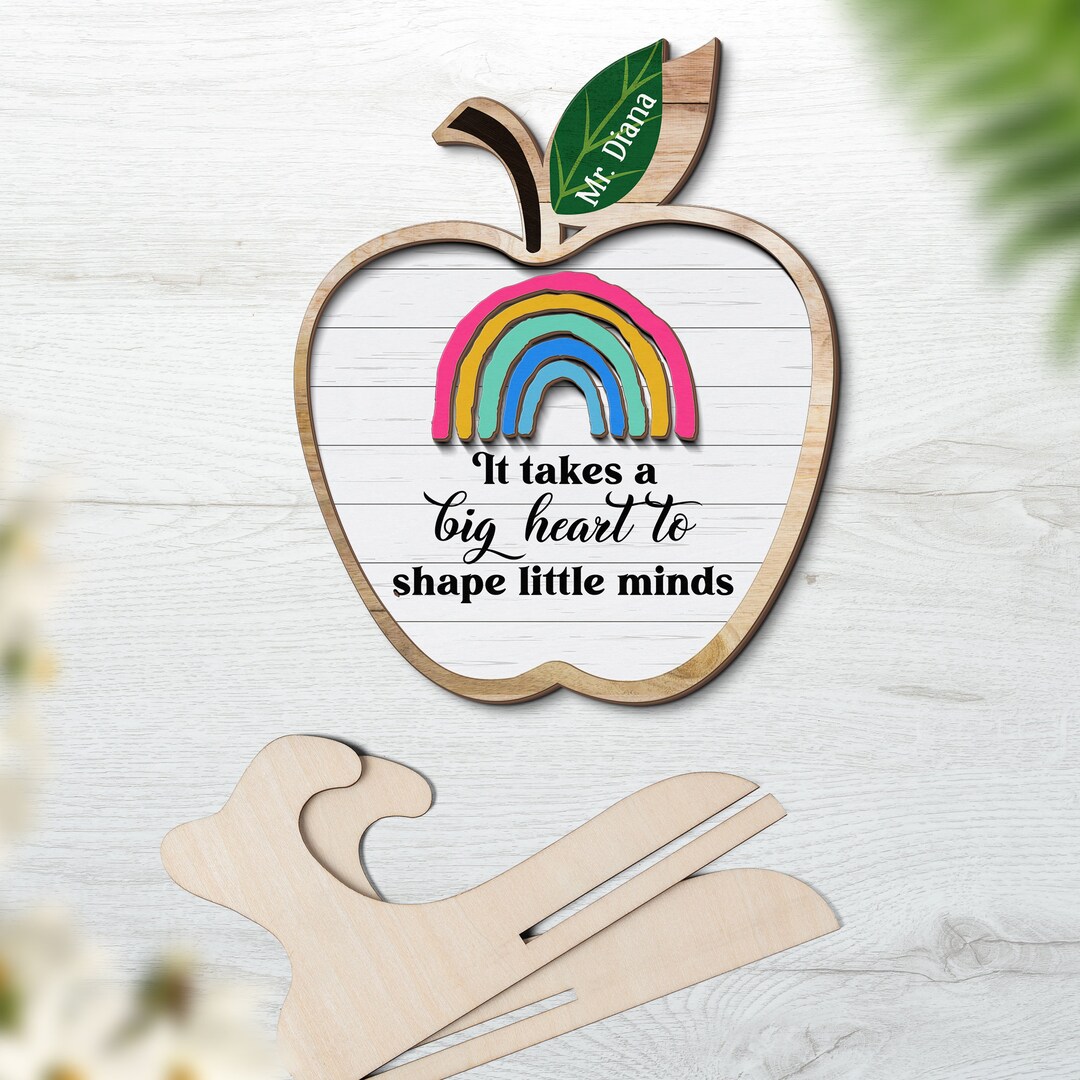 Personalized Teacher Apple Wooden Sign, Apple Teacher Sign Plaque ...