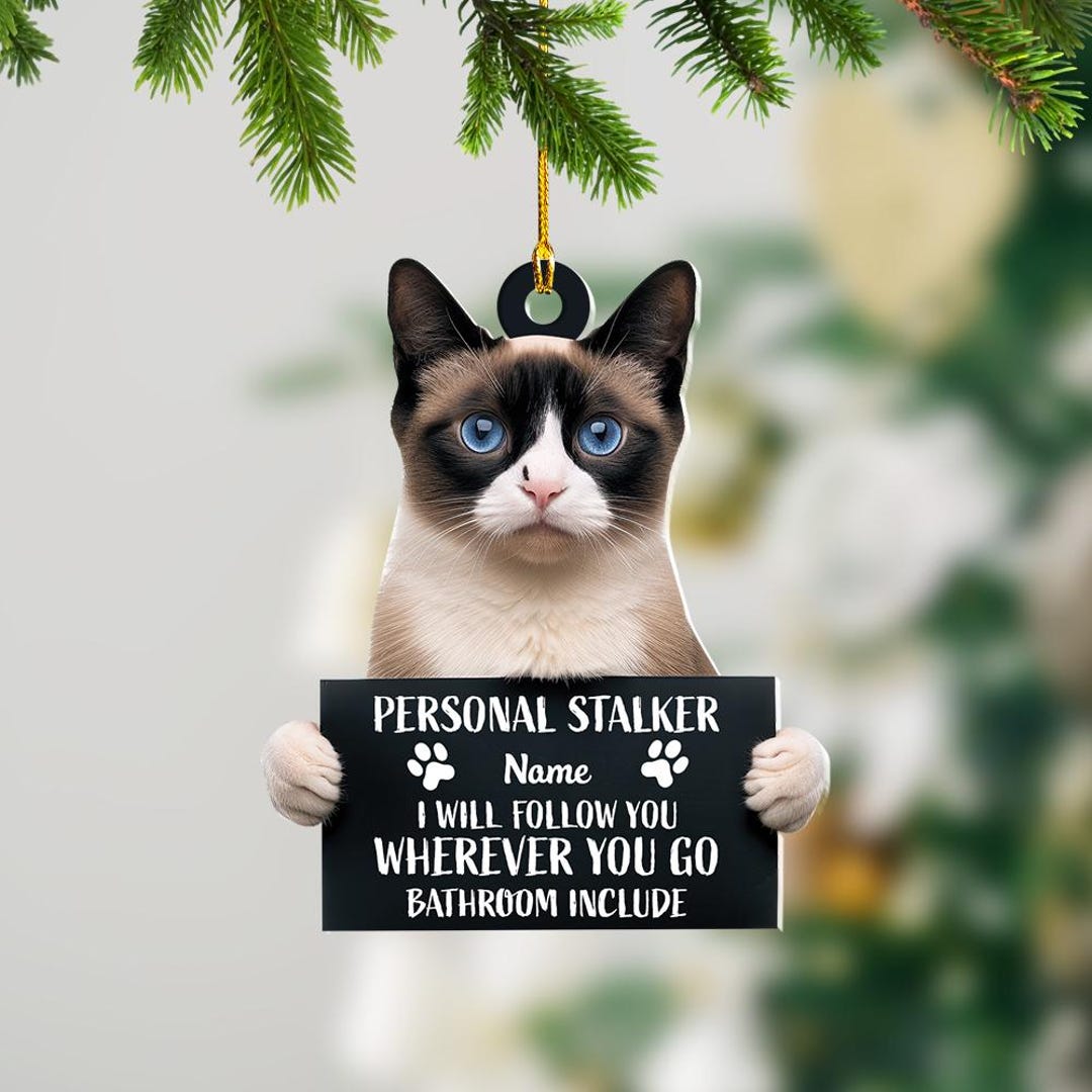 Personalized Snowshoe Cat Ornament, Personal Stalker Funny Cat Ornament ...