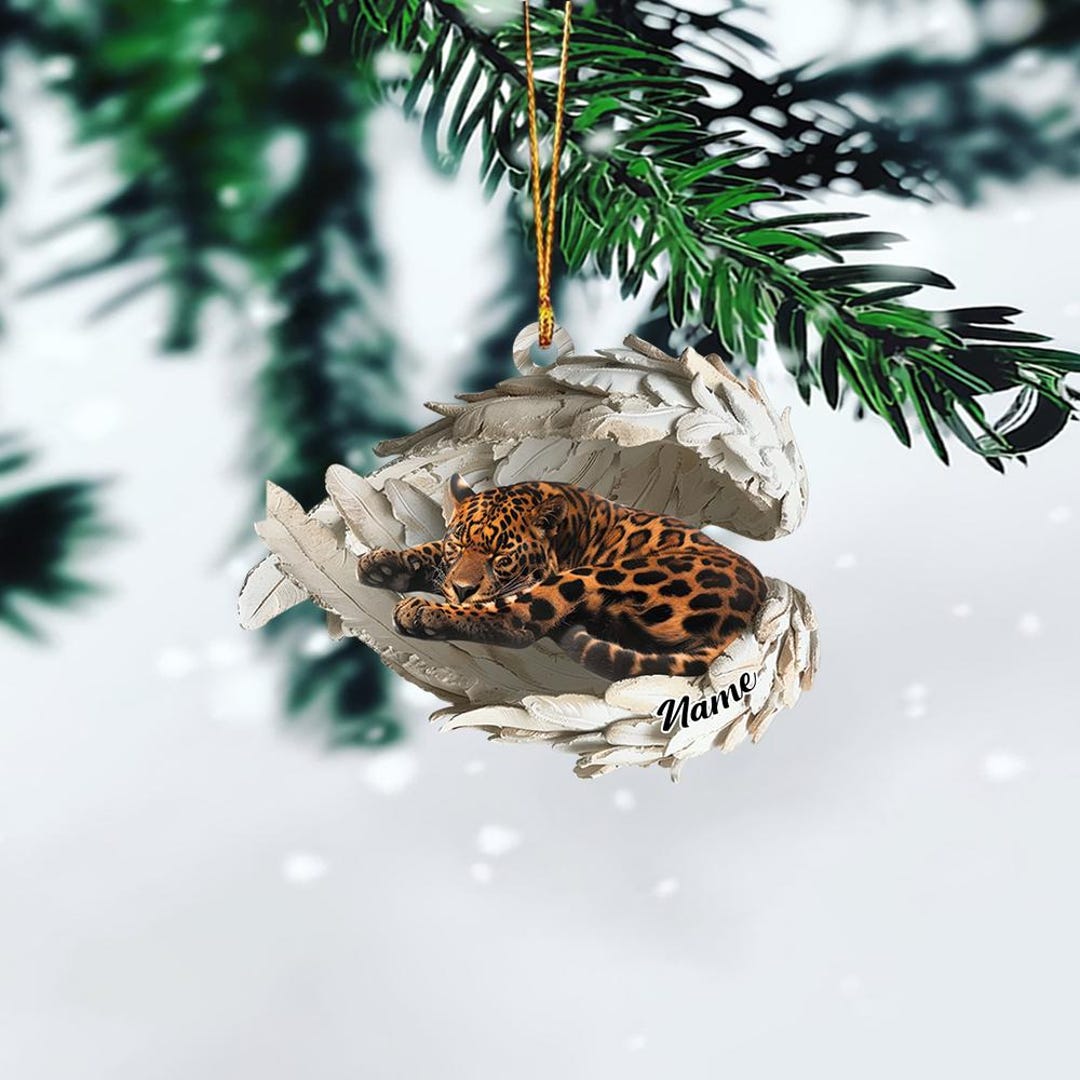 Personalized Panther Sleeping Angel Wings Ornament, Panther Christmas ...