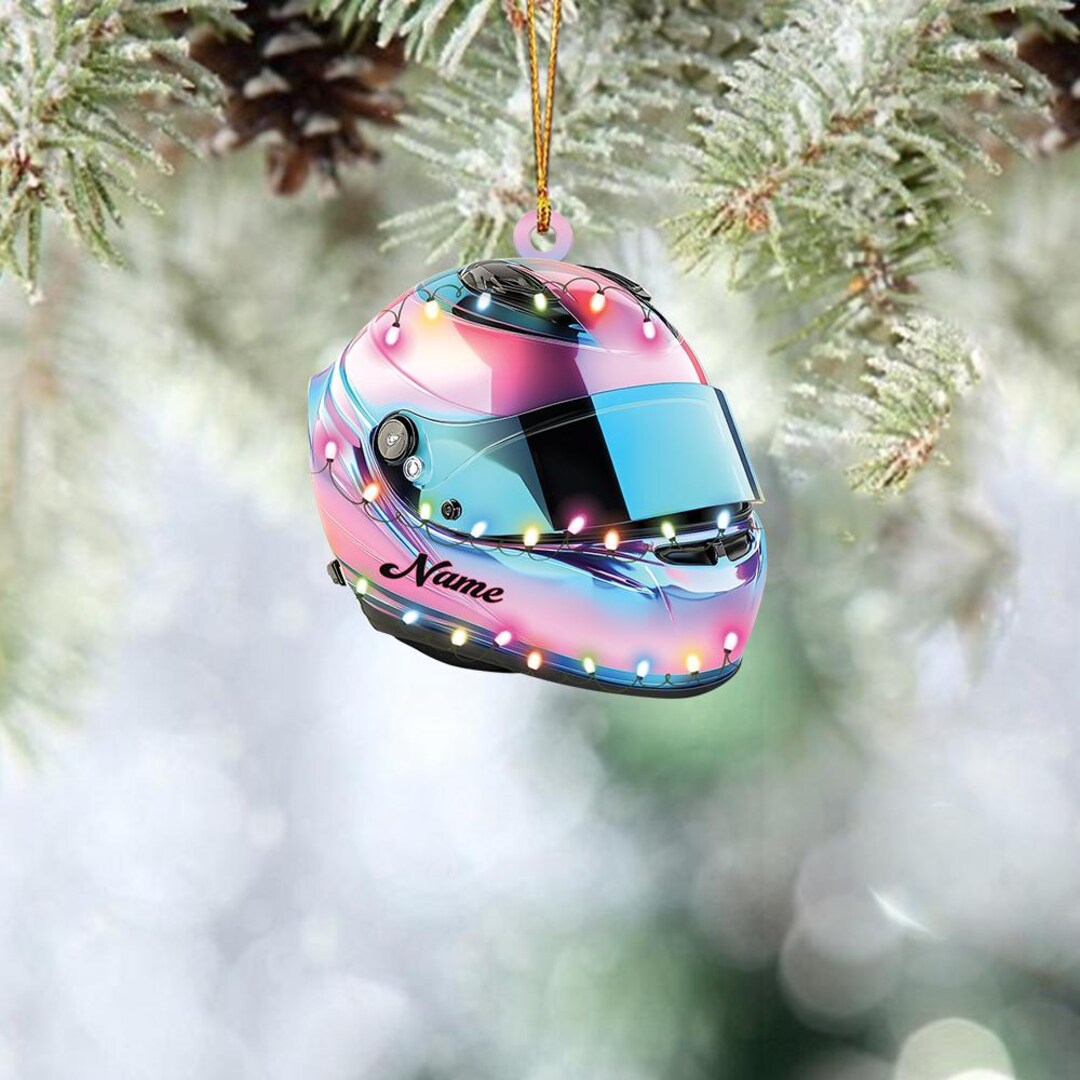 Personalized Racing Helmet Christmas Ornament, Motor Racing Ornament ...