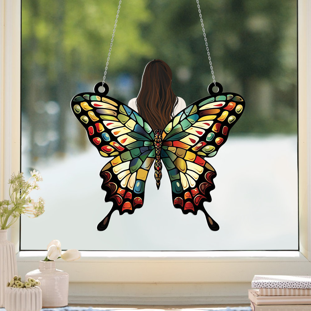 Personalized Butterfly Window Hanging Suncatcher Ornament, Remembrance ...