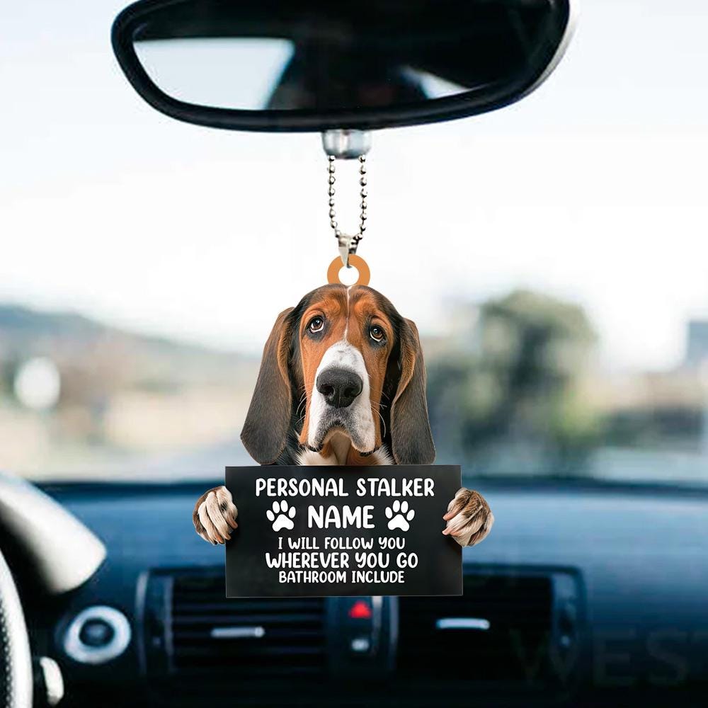 Personalized Basset Hound Dog Ornament, Personal Stalker Funny Dog Car ...