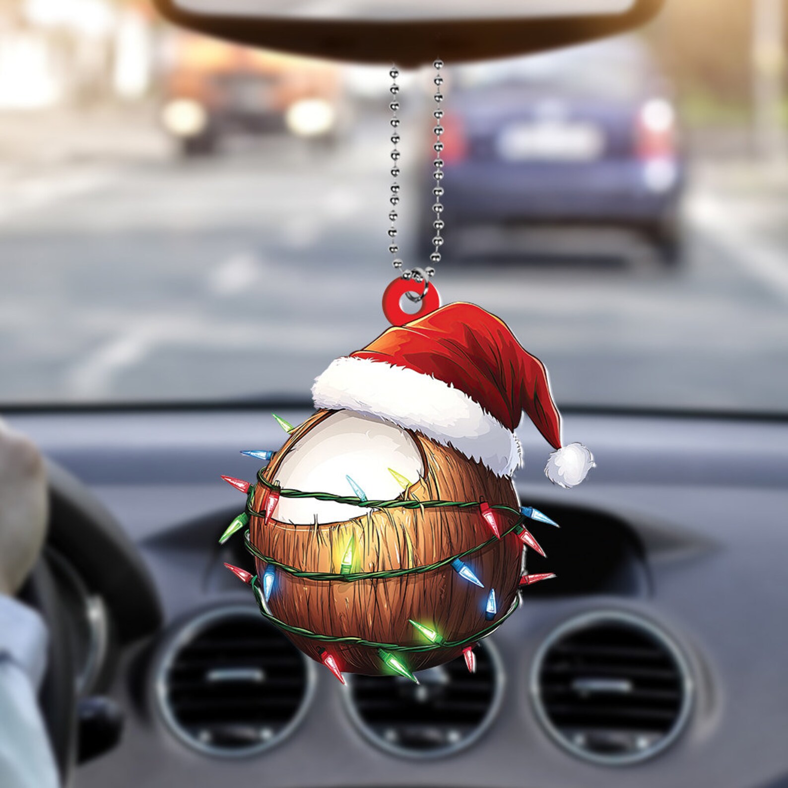 Personalized Coconut Christmas Lights Ornament, Coconut Rearview Mirror ...