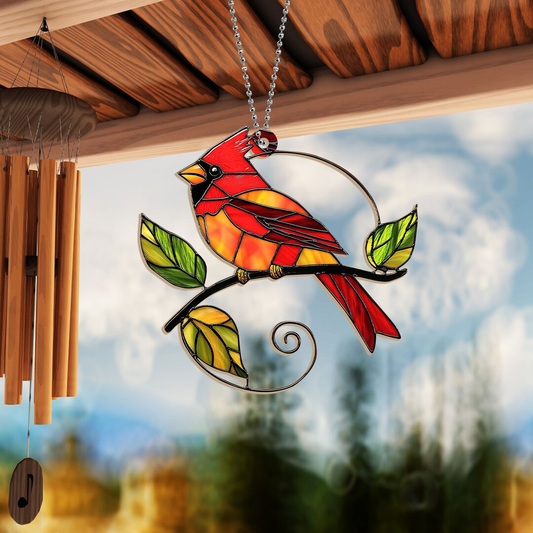 Cardinal Suncatcher Ornament, Cardinal Christmas Ornament, Cardinal ...