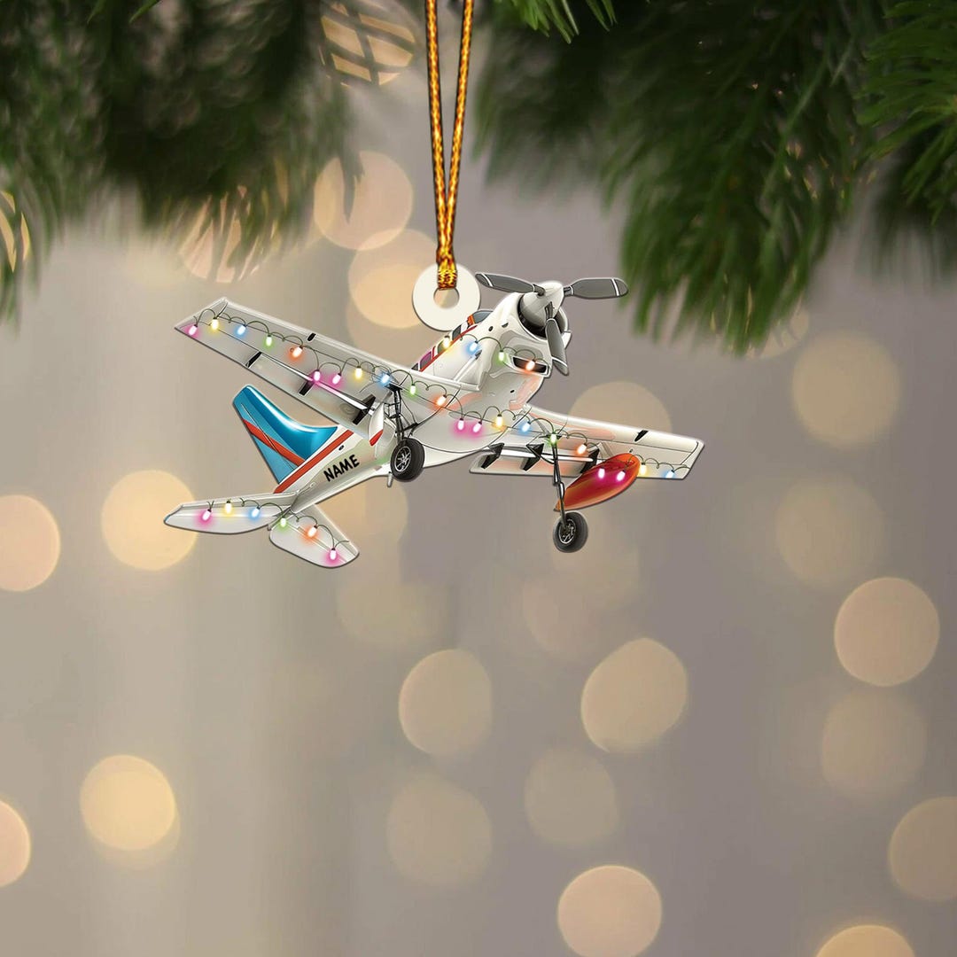 Airplane Christmas Light Ornament, Christmas Tree Decor, Loved Airplane ...
