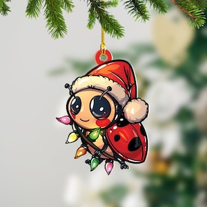 Personalized Ladybugs Christmas Lights Ornament, Ladybugs Christmas ...