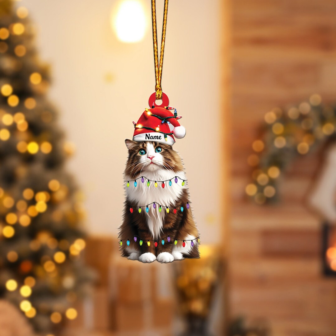 Personalized Norwegian Forest Cat Ornament, Cat Christmas Hanging ...