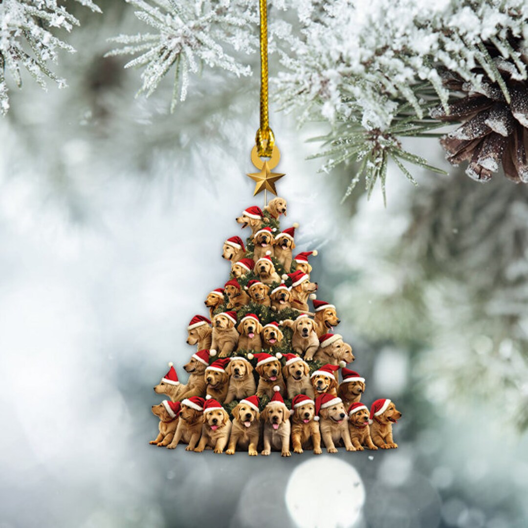 Golden Retriever Dog Christmas Tree Ornament, Golden Retriever Dog Car ...