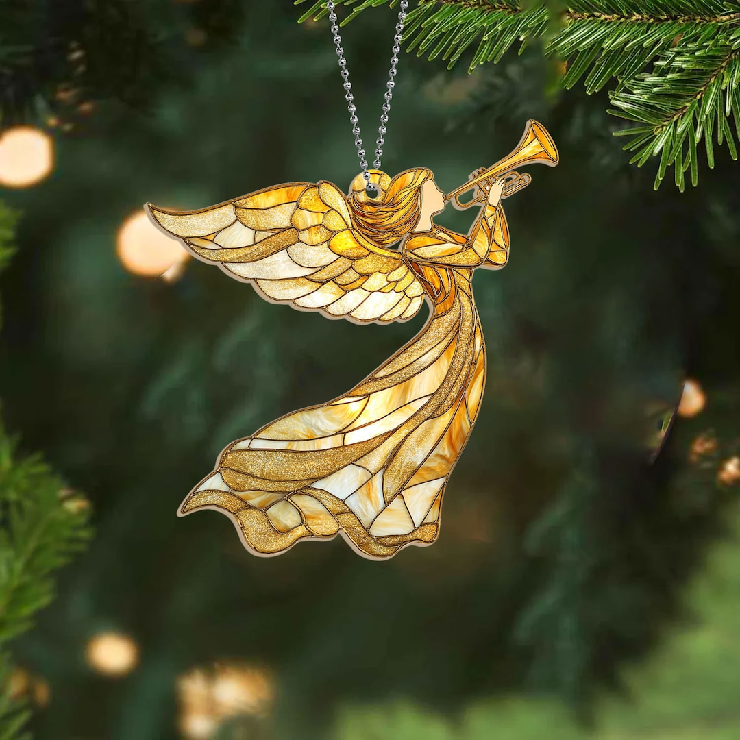 Angel With Trumpet Christmas Suncatcher, Angel With Trumpet Window ...