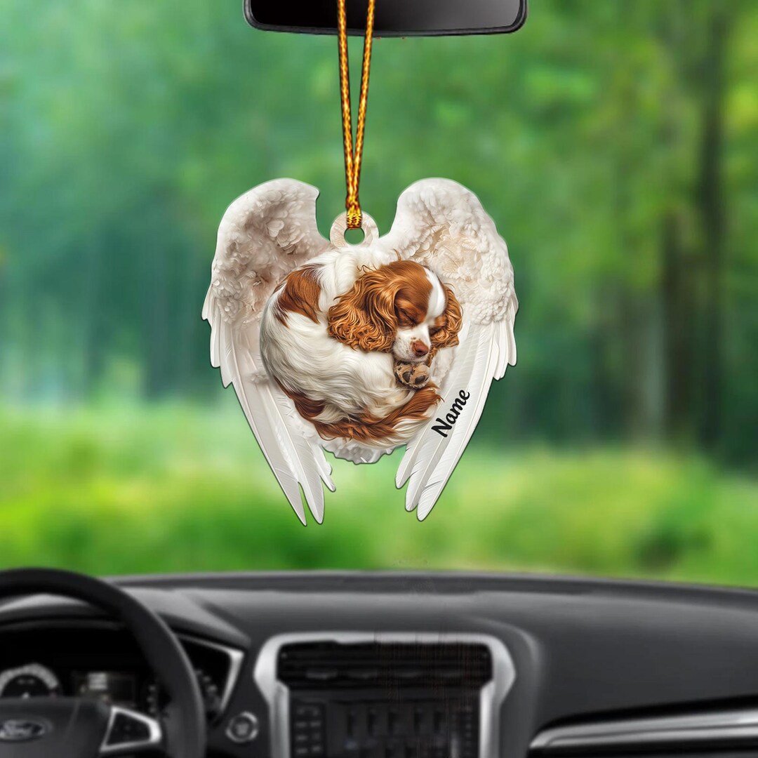 Cavalier King Charles Spaniel Angel Wings Car Ornament, Dog Christmas ...