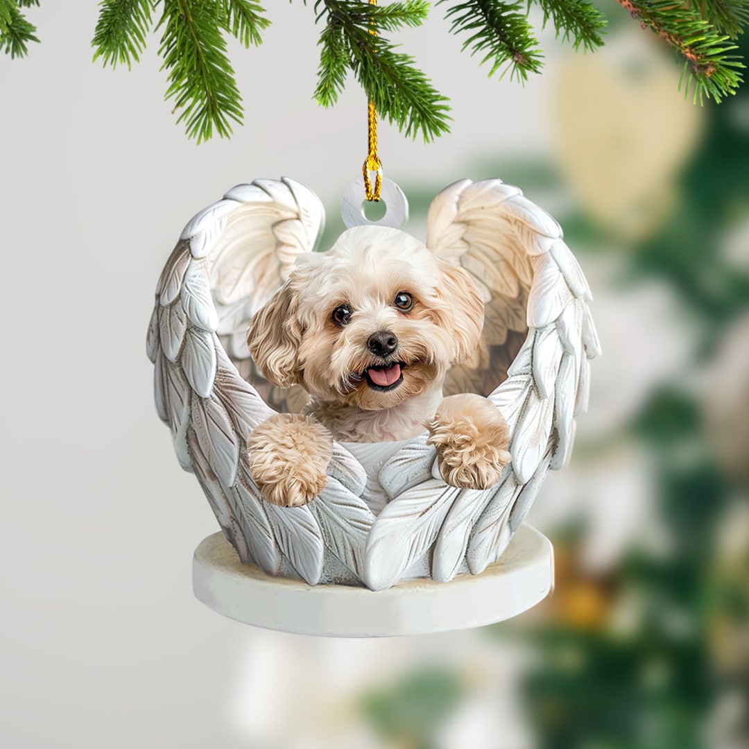 Personalized Maltipoo Dog Angel Wings Ornament, Maltipoo Dog Christmas ...