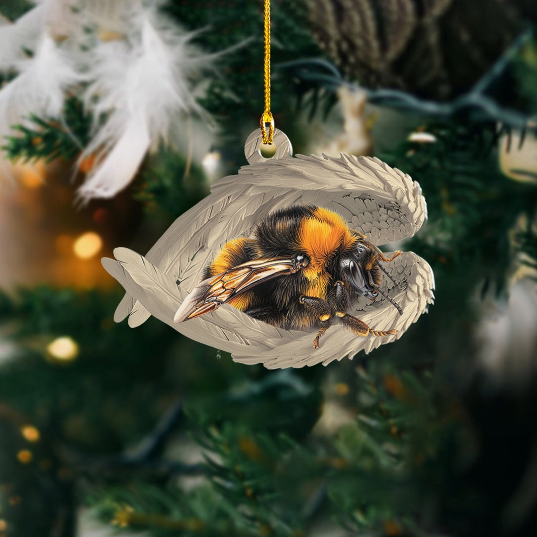 Personalized Bee Sleeping Angel Ornament, Bee Angel Wings Ornament, Bee ...