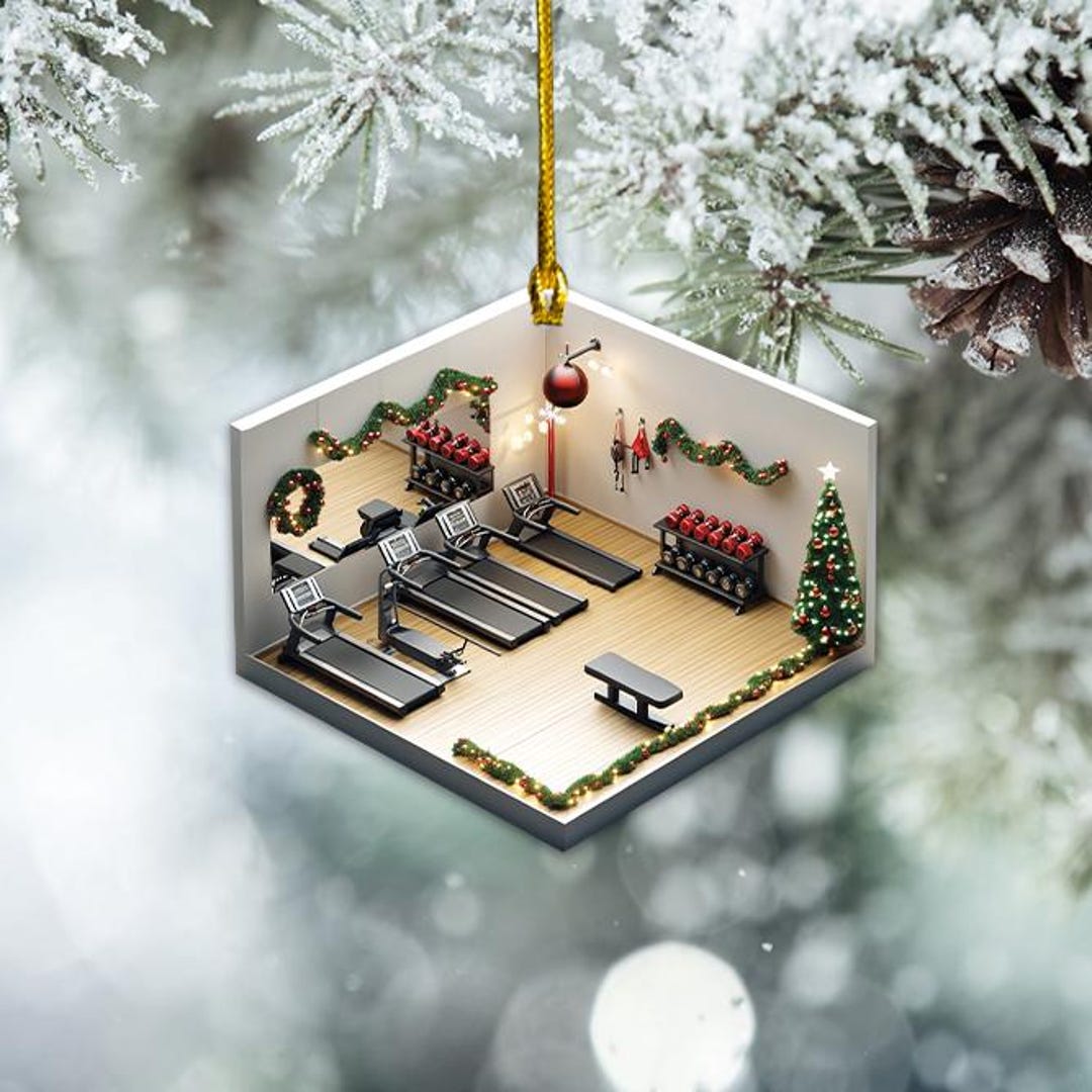 Gym Christmas Ornament, Workout Xmas Ornament, Fitness Holiday Ornament ...