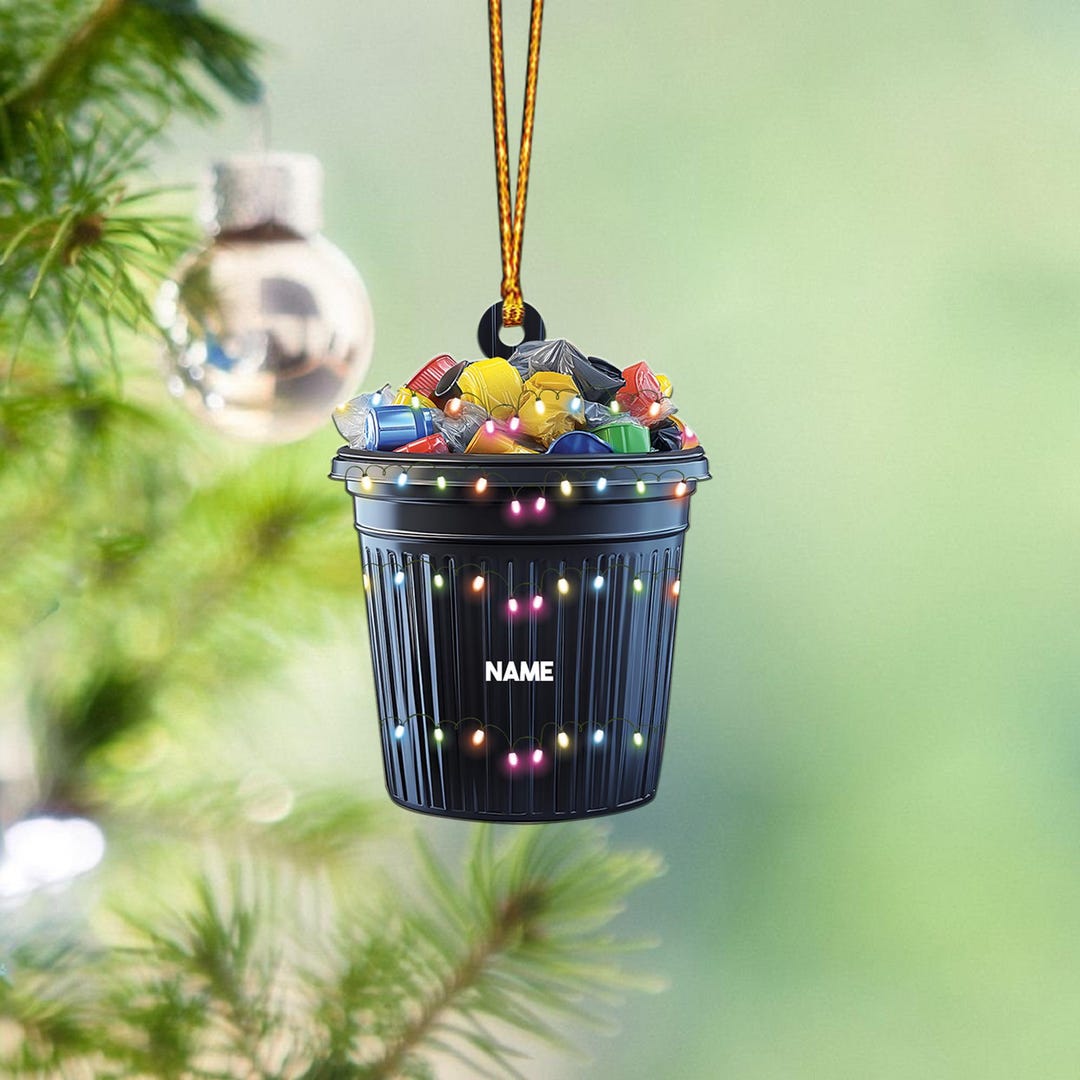 Personalized Trash Can Ornament, Trash Can Christmas Ornament, Garbage ...