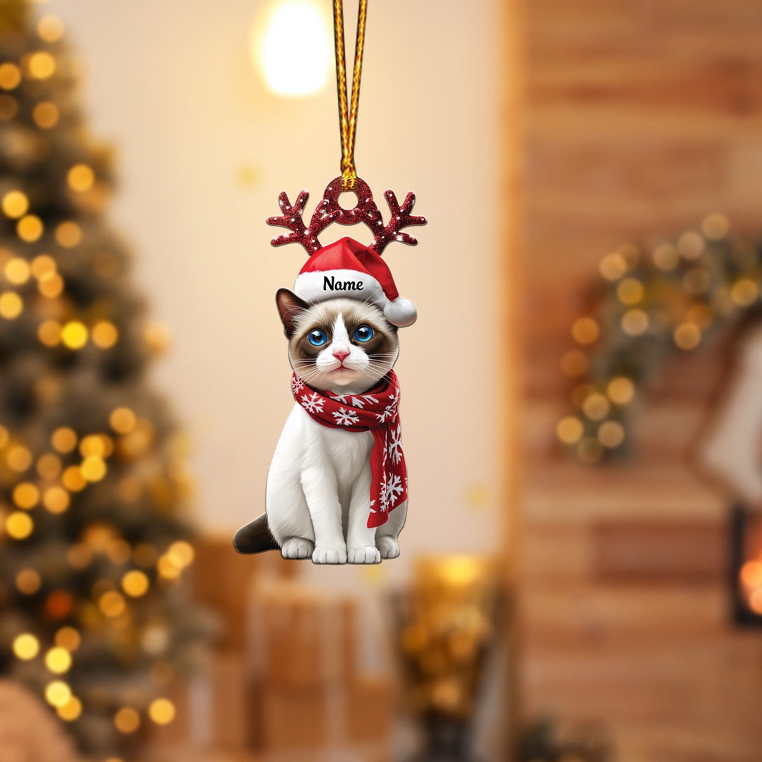 Personalized Snowshoe Cat Sleeping Angel Wings Ornament, Snowshoe Cat ...