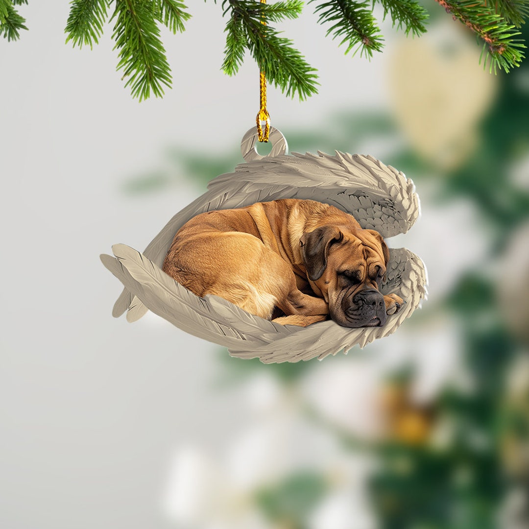 Personalized Boerboel Dog Sleeping Angel Wings Ornament, Boerboel Dog ...