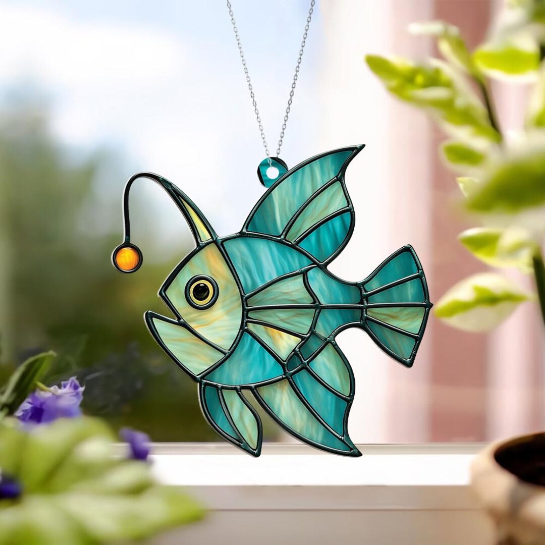 Angler Fish Suncatcher, Acrylic Anglerfish Ornament, Deep Ocean Decor ...