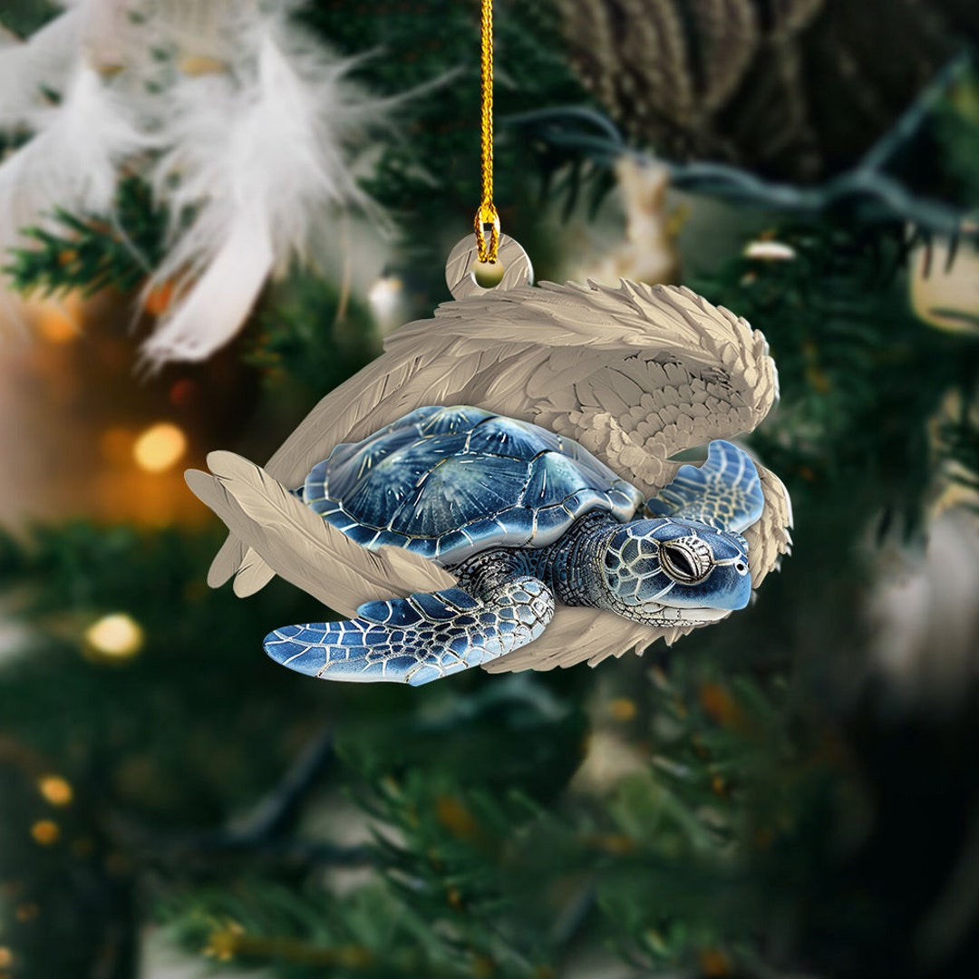 Personalized Turtle Sleeping Angel Ornament, Turtle Angel Wings ...