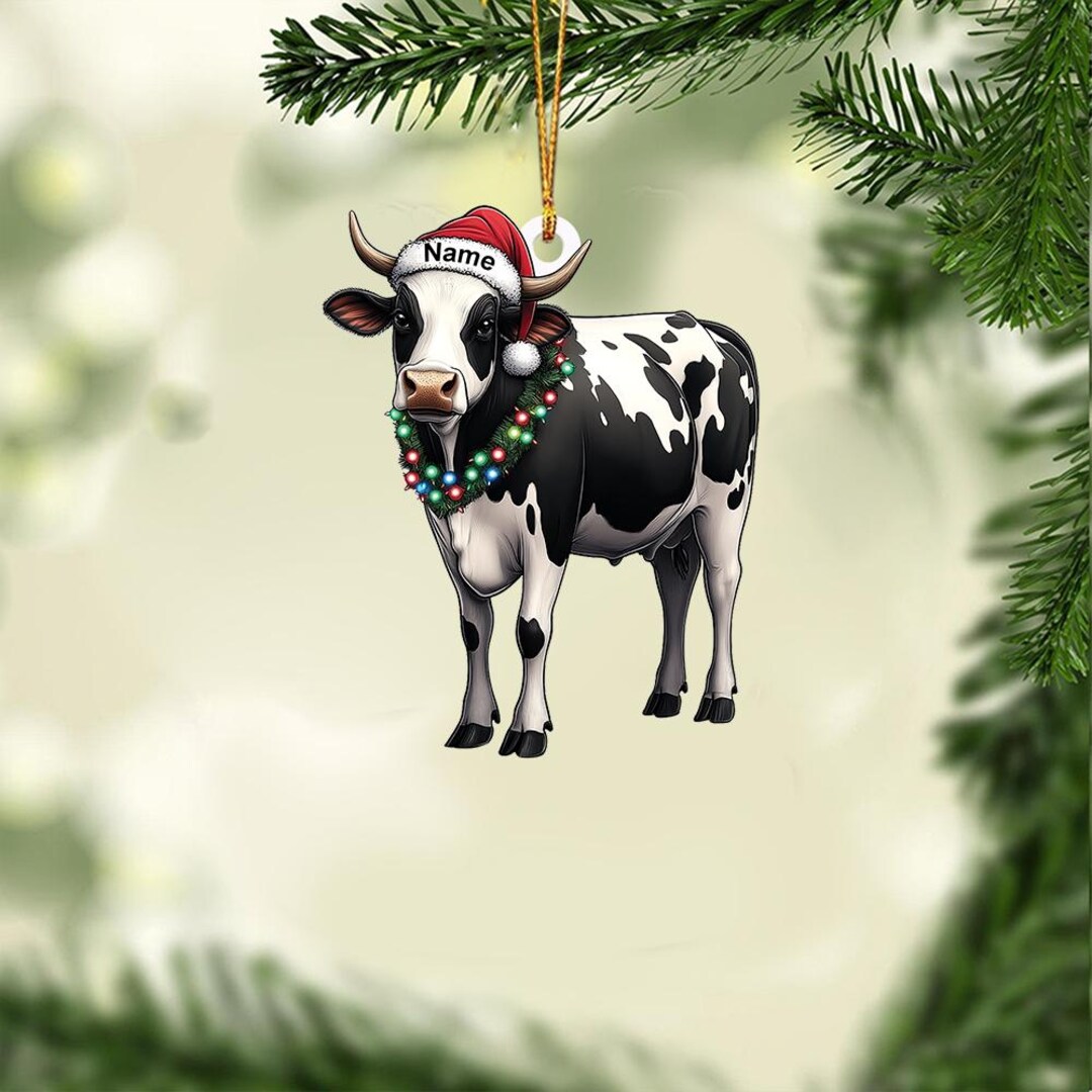 Personalized Cow Christmas Lights Ornament, Cow Christmas Ornament, Cow ...