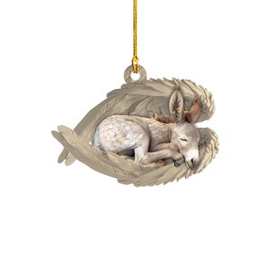 Personalized Donkey Sleeping Angel Ornament, Donkey Angel Wings ...