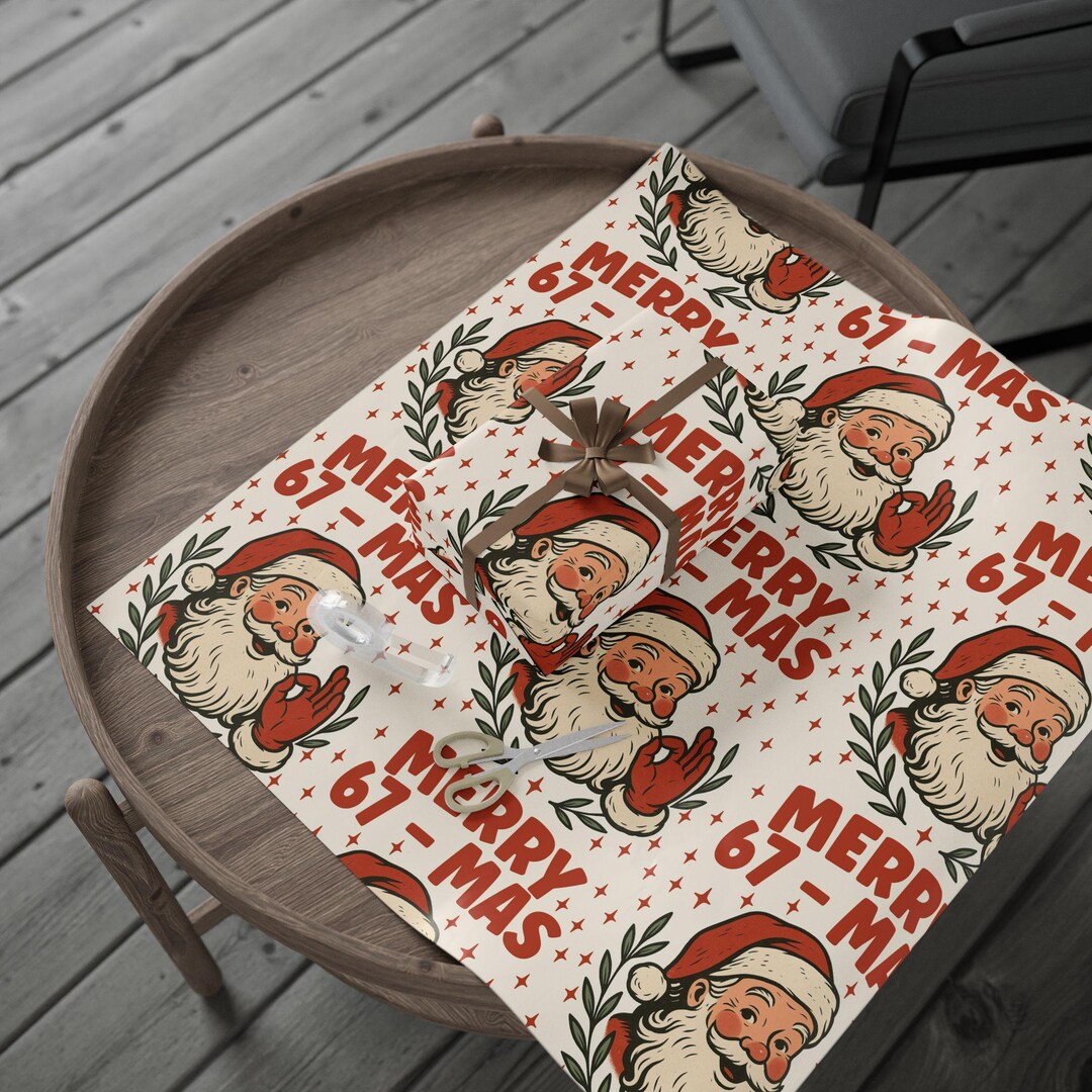 Funny 67 Santa Wrapping Paper Meme Christmas Gift Wrap Roll Trendy ...
