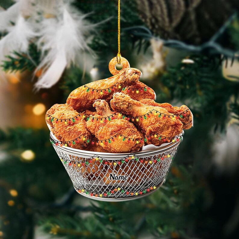 Personalized Fried Chicken Ornament, Fried Chicken Christmas Ornament ...