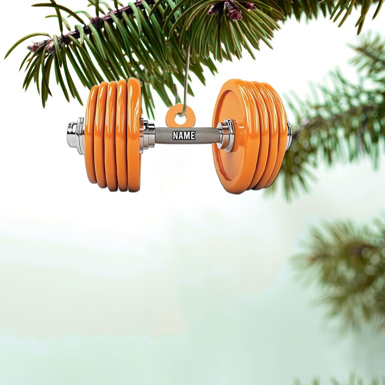 Personalized Dumbbell Christmas Ornament, Weightlifting Christmas ...