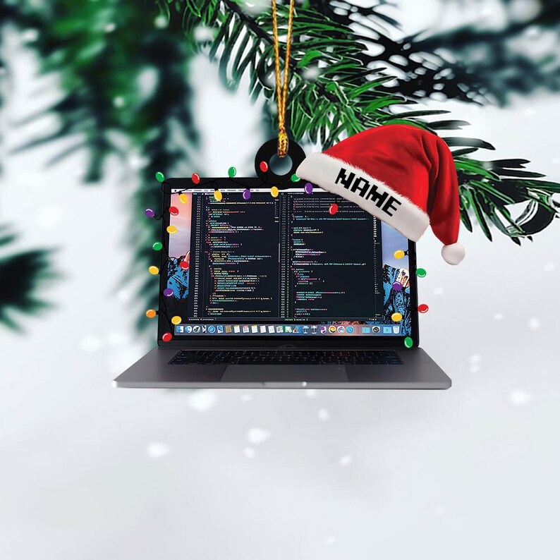 Personalized Computer Programmer Laptop Code, Flat 2D Ornament Gift for ...