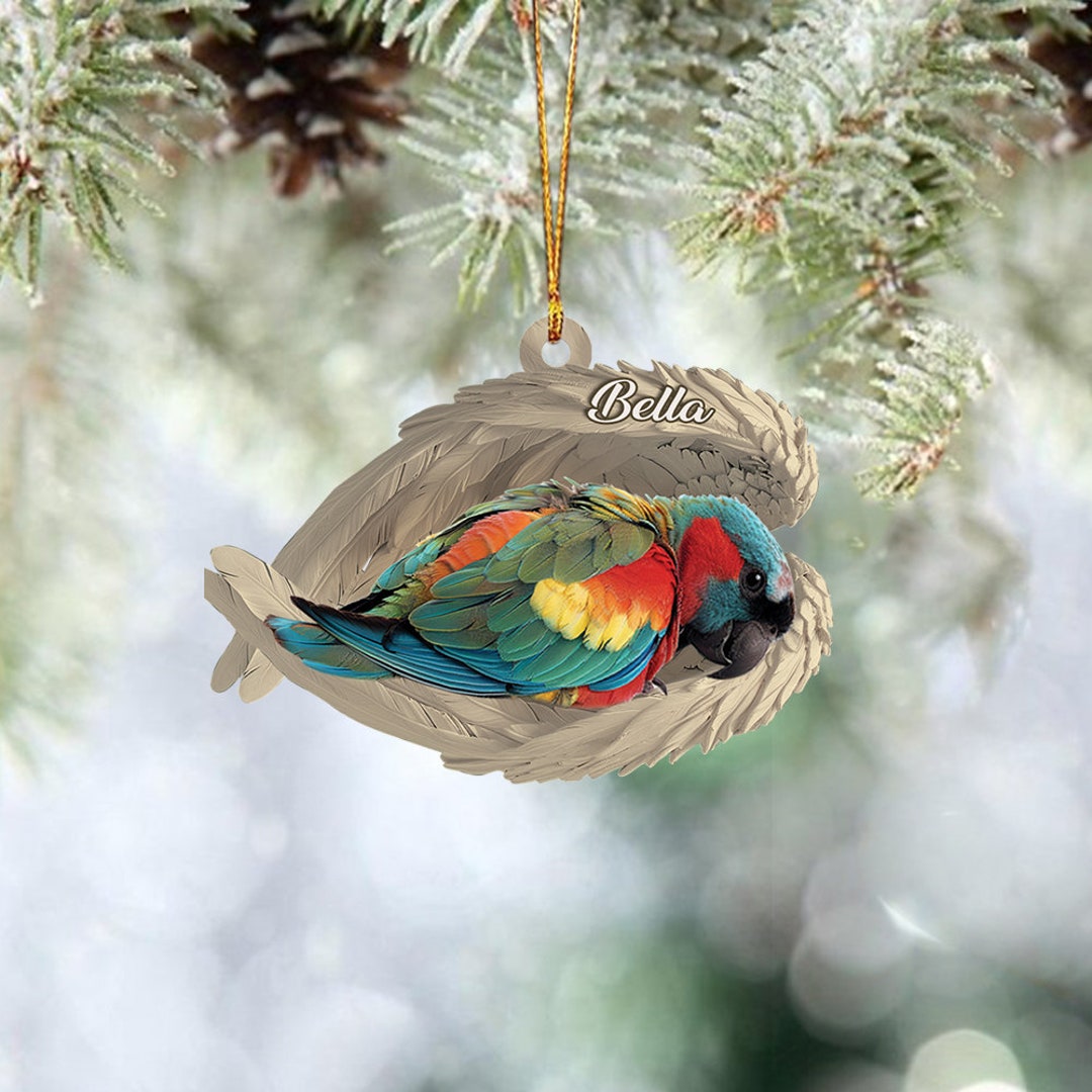 Personalized Parrot Sleeping Angel Ornament, Parrot Angel Wings ...
